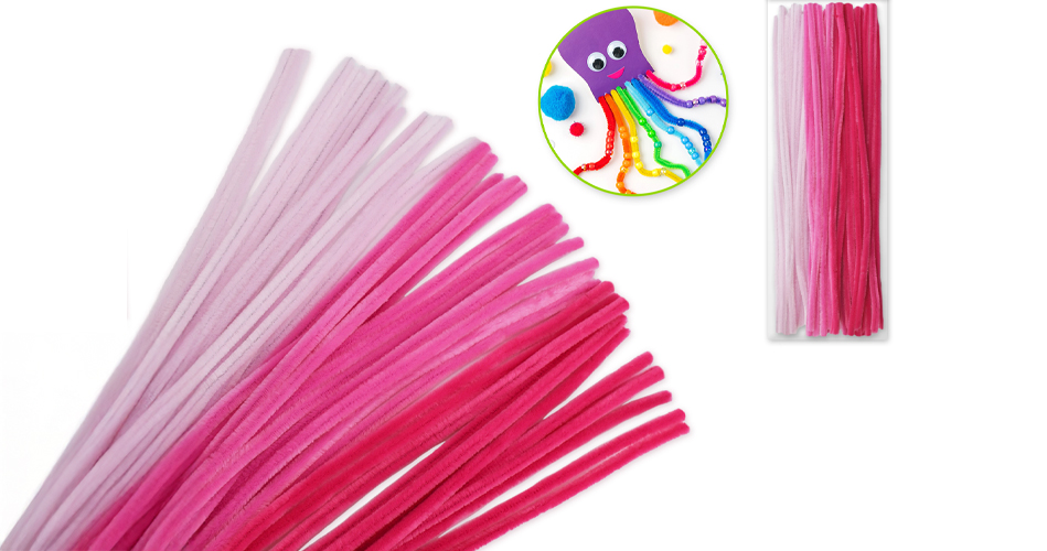 40 pipe cleaners in shades of pink - Educatall Online Store
