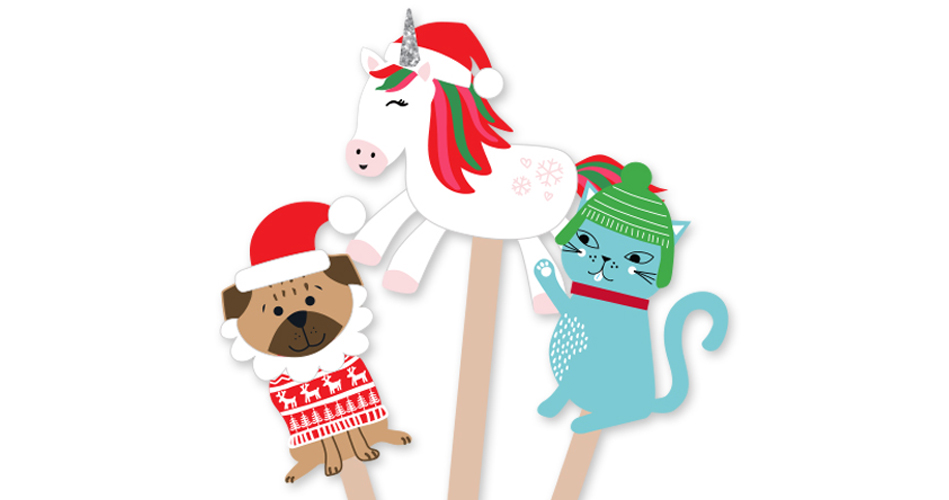 Stick puppet - Christmas animals - Educatall Online Store