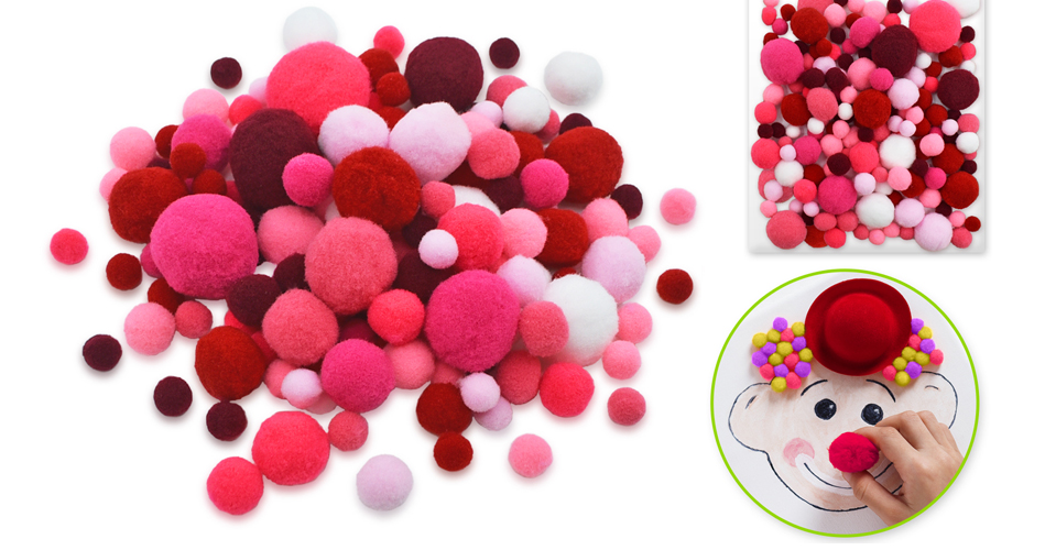 Pink pom-poms – assorted sizes - Educatall Online Store