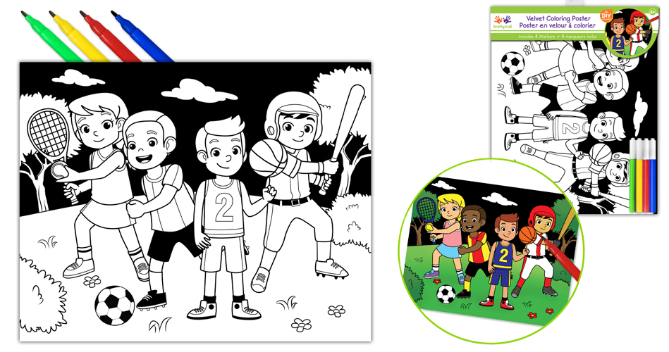 3D coloring poster – Sports – Includes 4 marker - Educatall Online Store